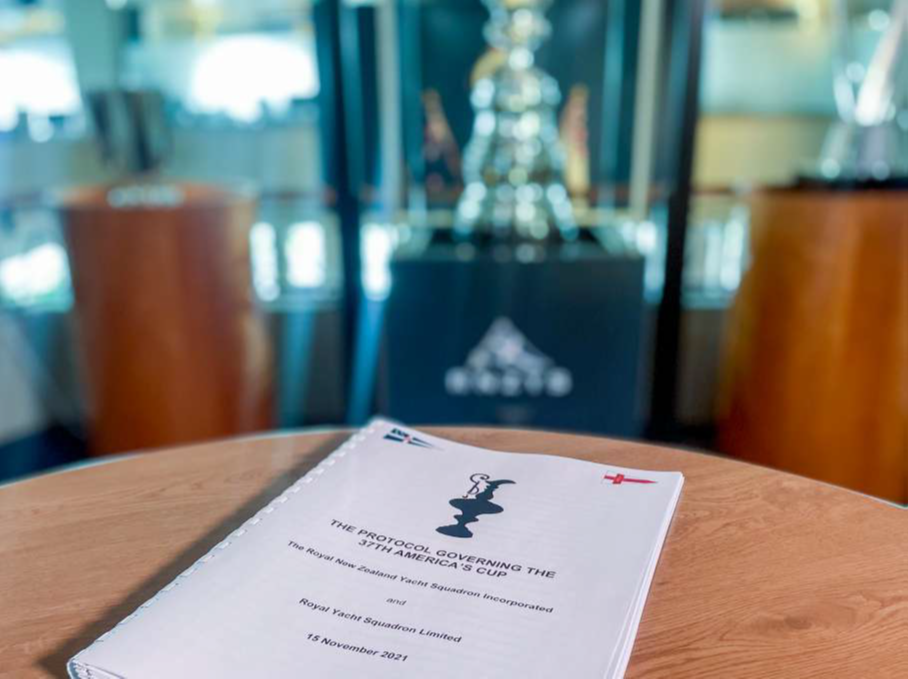 The announcement of the protocol and class rule of the 37th America's cup